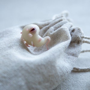 Polymer Clay Baby Dragon Embryo Sculpture - Fantasy Monster Spawn Fetus ...