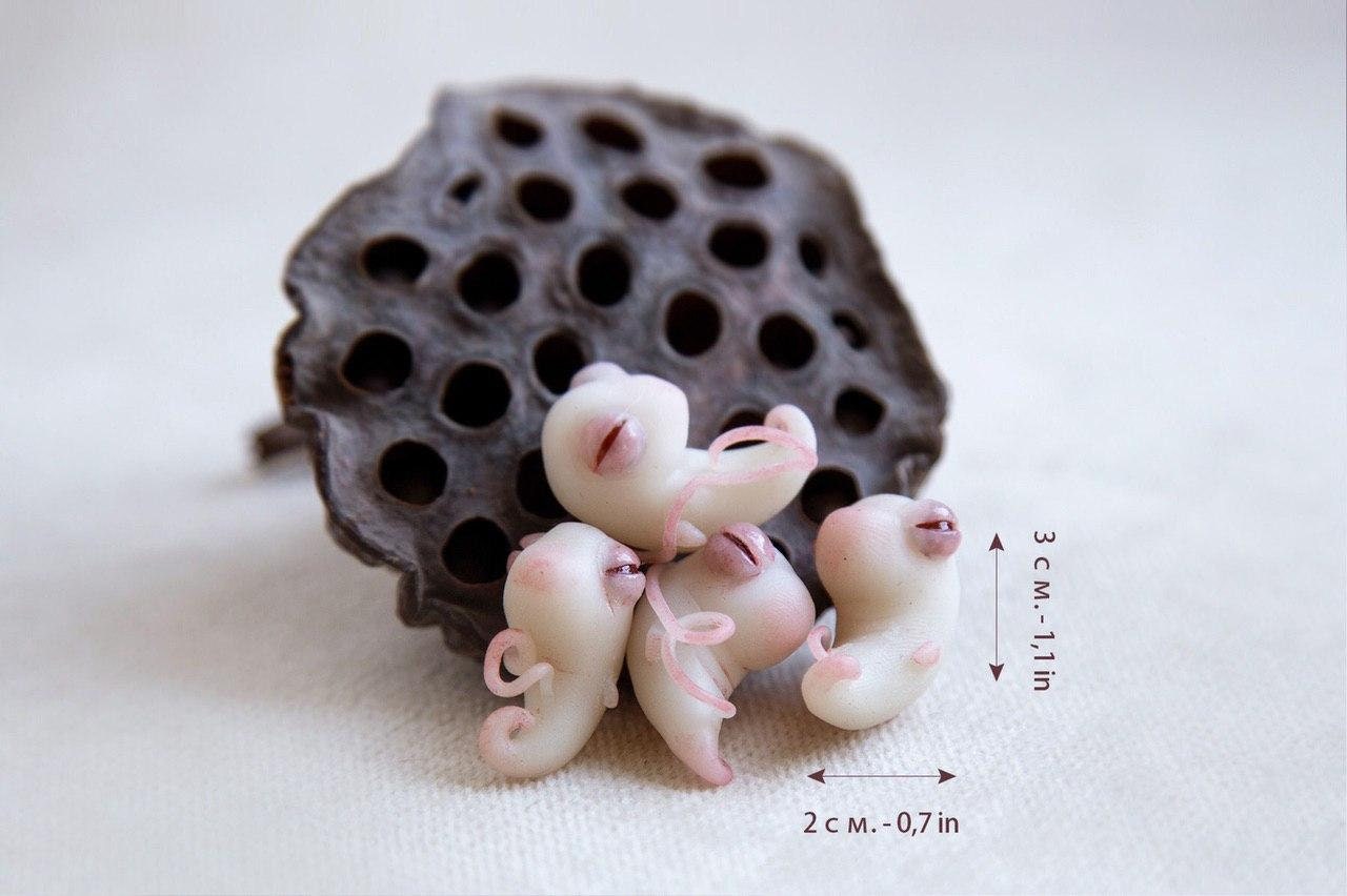 Polymer Clay Baby Dragon Embryo Sculpture - Fantasy Monster Spawn Fetus ...