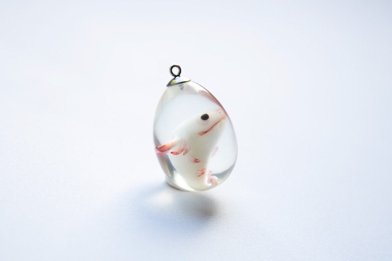 Axolotl Fetus Embryo Jewelry - Polymer Clay and Epoxy Resin Pendant by ...
