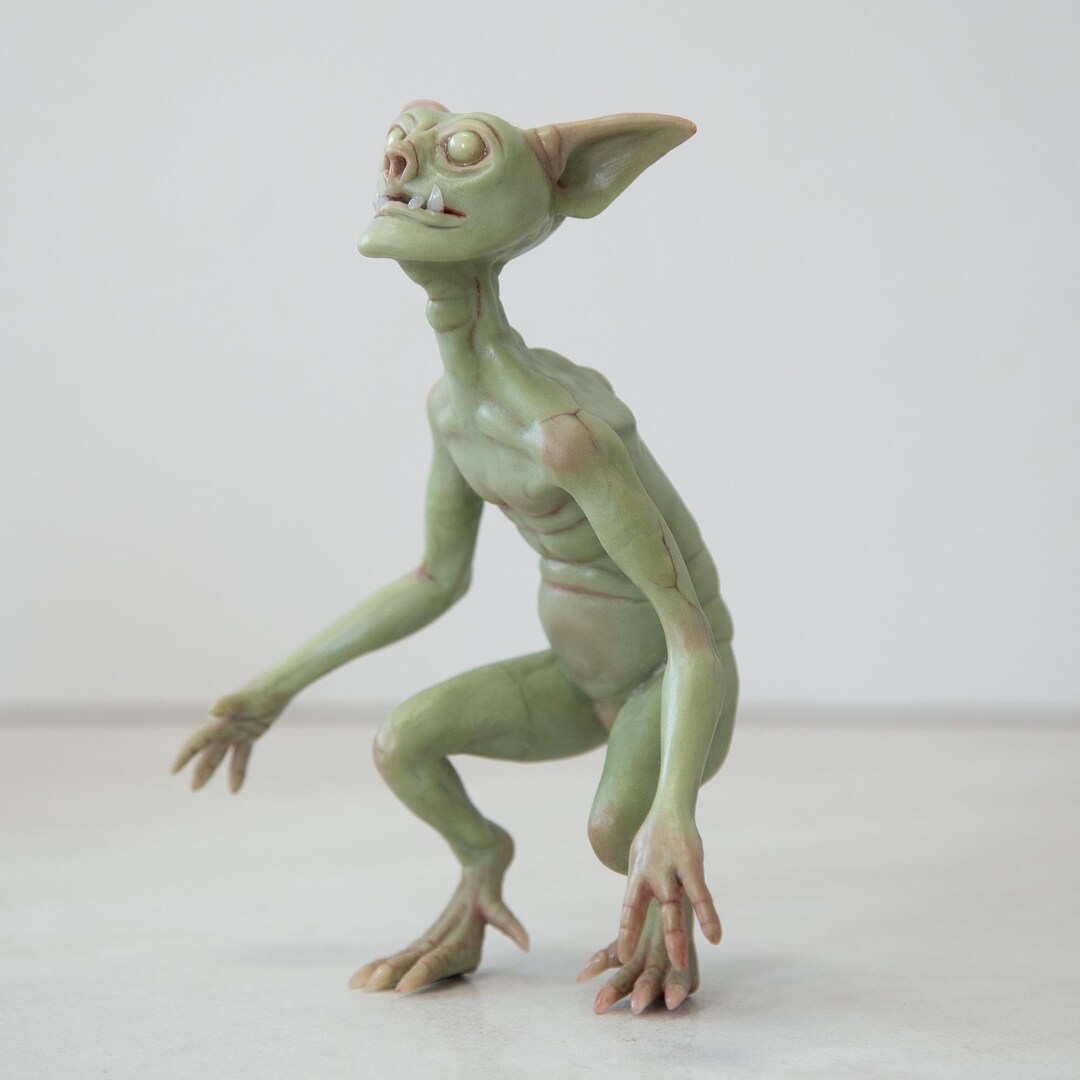 Cute Green Goblin Sculpture With Glow in the Dark Eyes, Were Created by ...