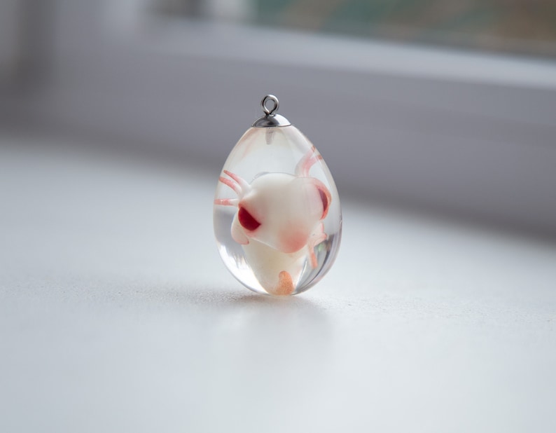 Axolotl Embryo Pendant: Polymer Clay Weird Figurine Necklace - Etsy