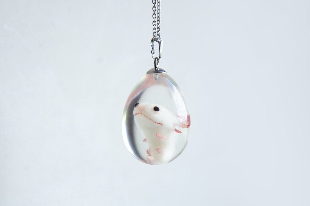 Axolotl Fetus Embryo Jewelry - Polymer Clay and Epoxy Resin Pendant by ...