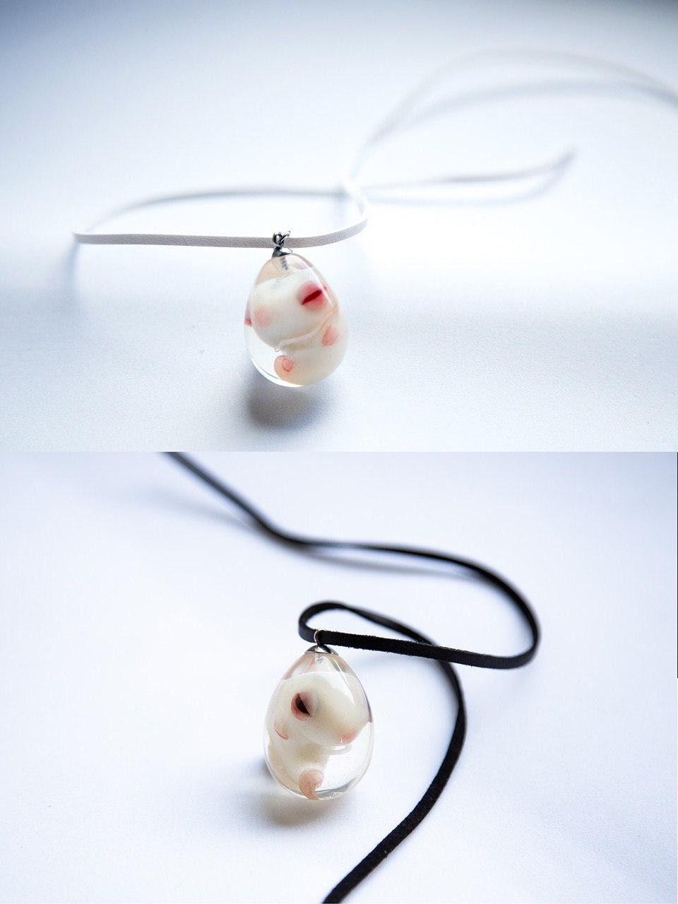 Polymer Clay Baby Alien Embryo Tadpole Necklace by Cocoontoy | Etsy
