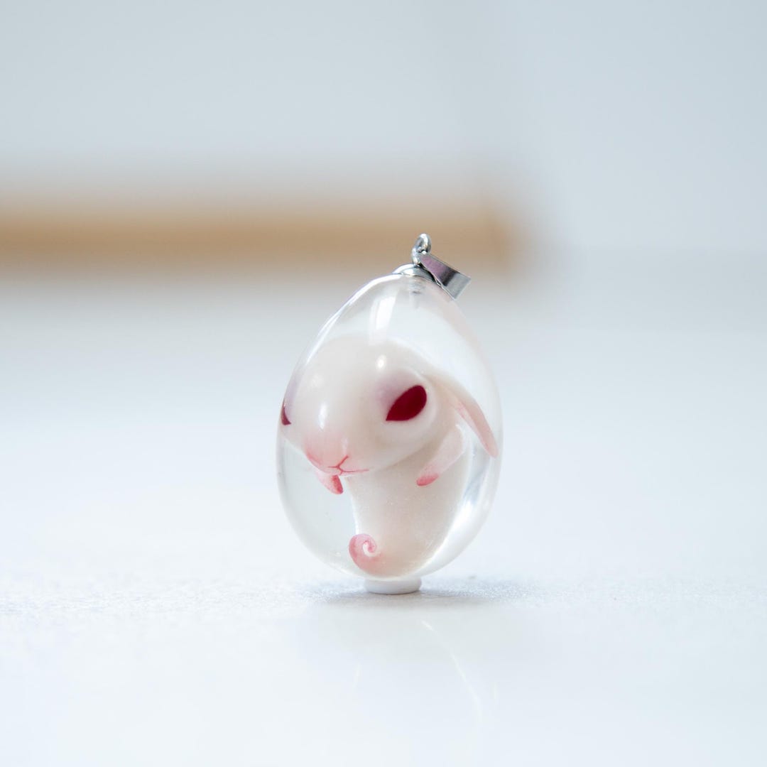 OOAK Rabbit Embryo Pendant: Polymer Clay Fantasy Necklace - Etsy