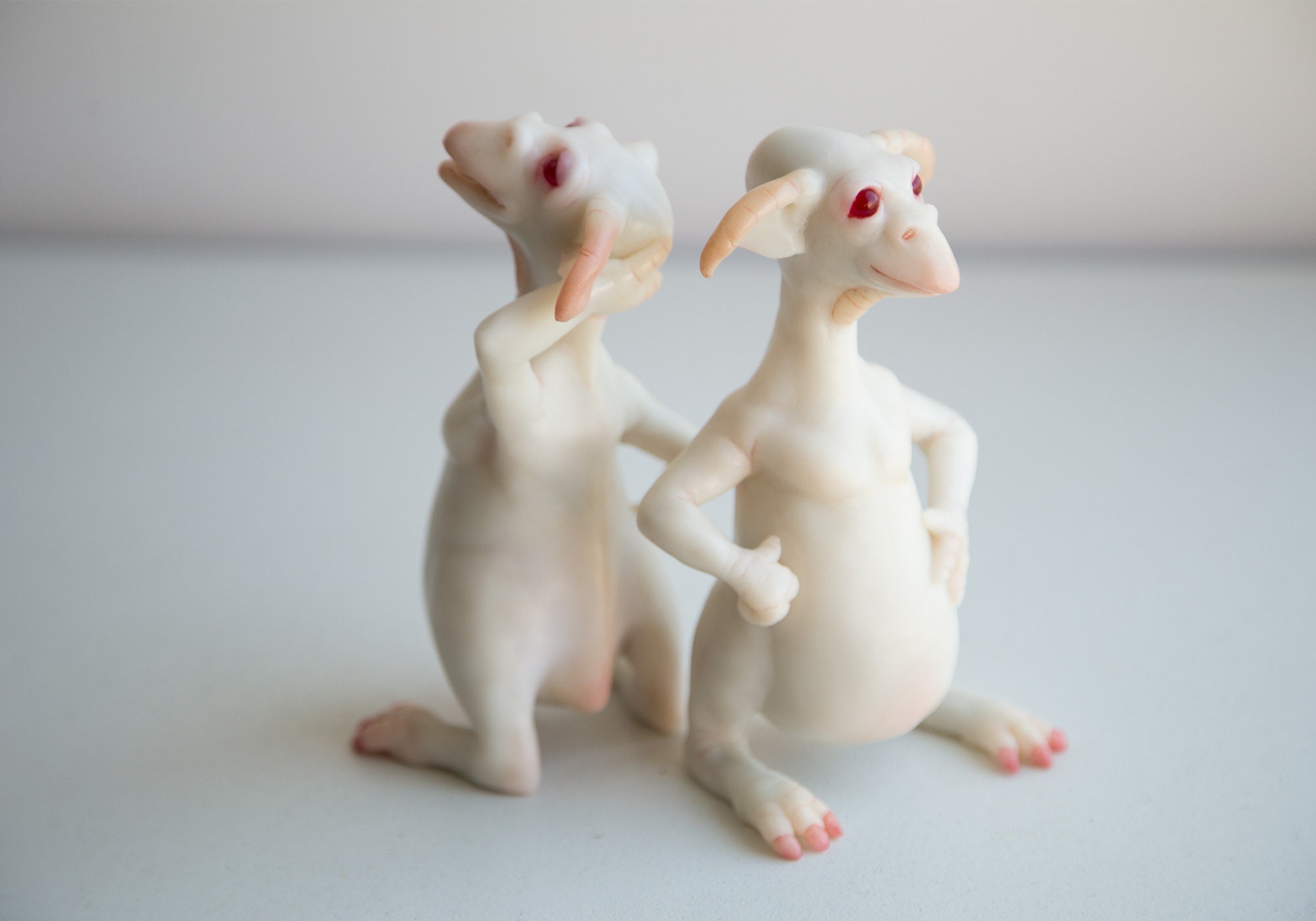 Alien Goblin Couple Sculpture Pair of Cute and Creepy Goblin - Etsy UK