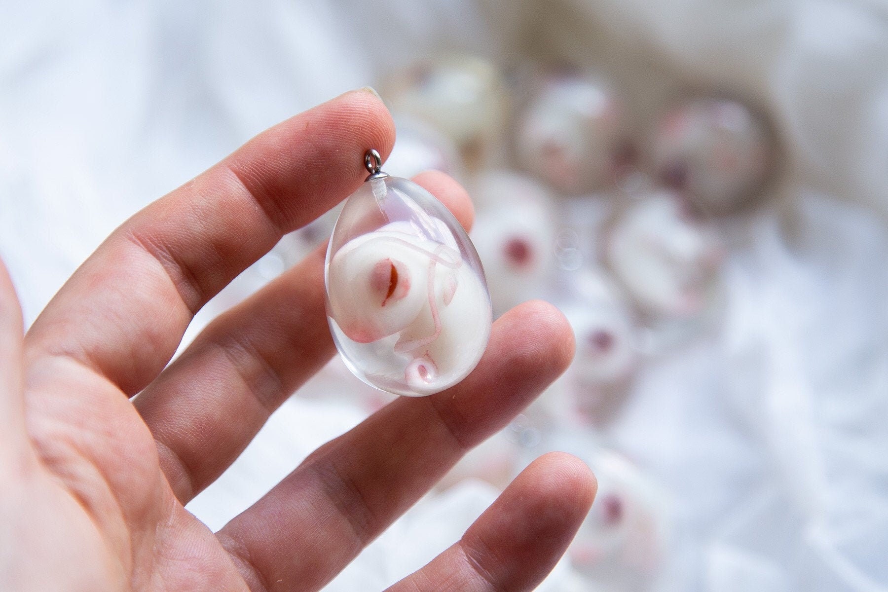 Polymer Clay Baby Alien Embryo Tadpole Necklace by Cocoontoy | Etsy