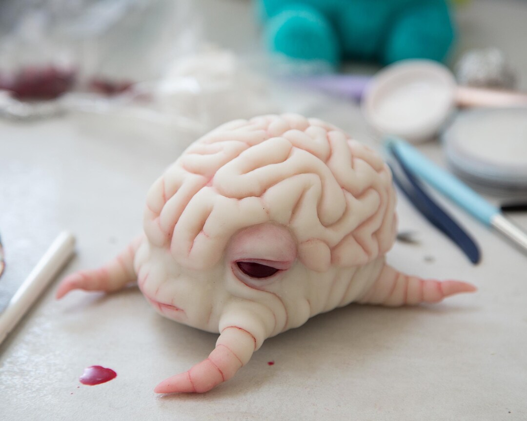 Creepy Cute Alien Sci Fi Character, Brain Creature in Anime Style, Ooak ...