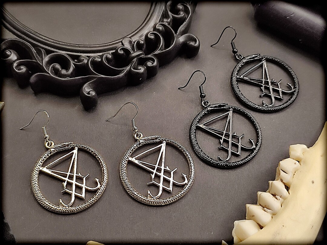 Sigil of Lucifer Ouroboros Earrings in 2 Colors // Gothic Earrings ...