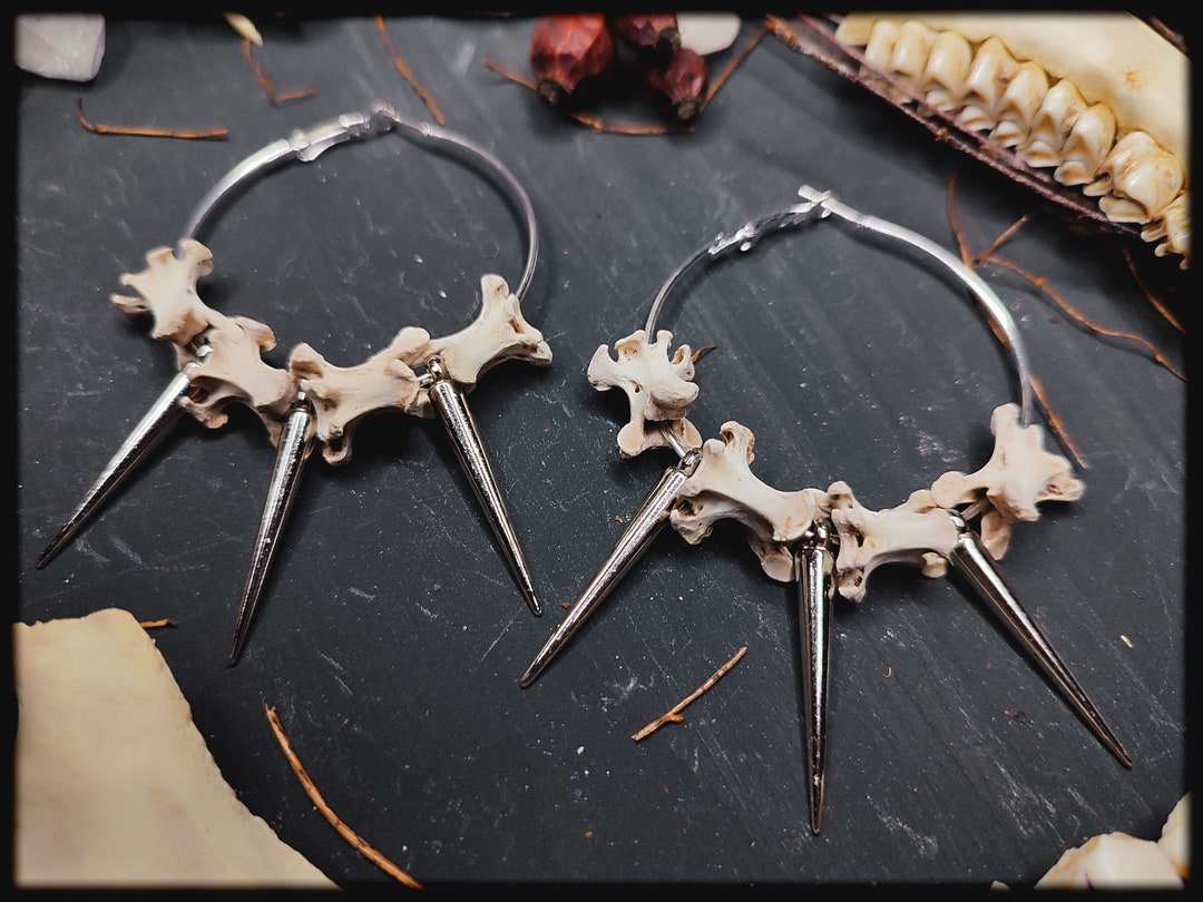 Bone Earrings With Spikes // Natural Jewelry, Bone Jewelry, Witch ...