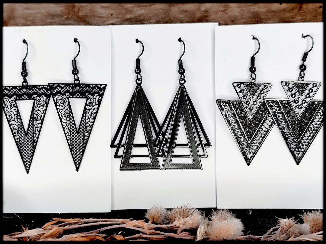 Geometric Earrings in 3 Designs // Vintage Earrings, Retro Earrings ...