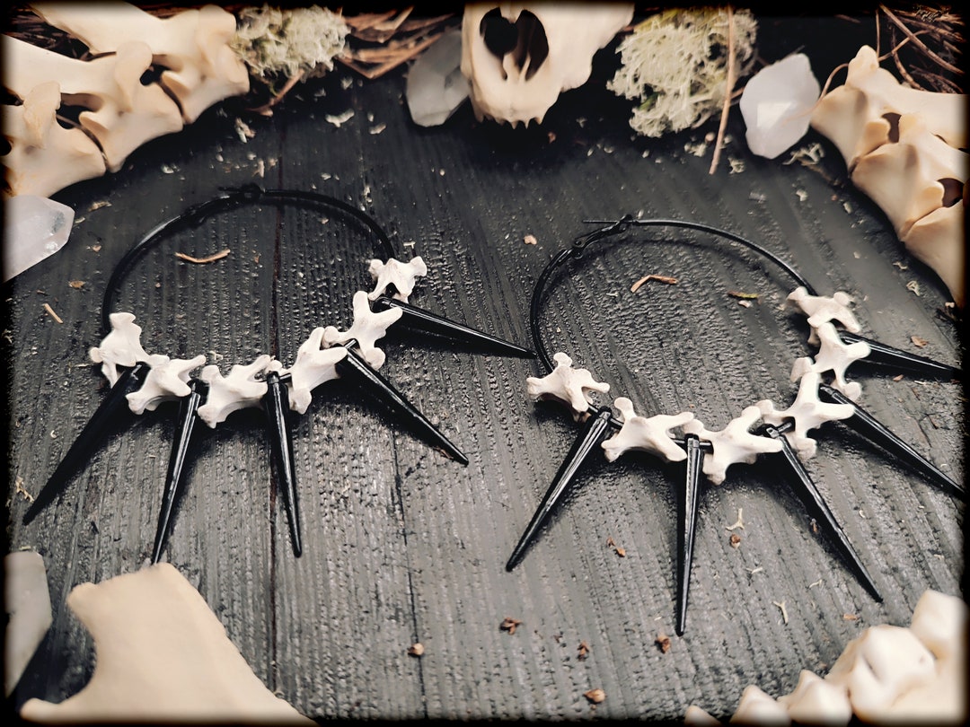 Big Bone Hoops With Spikes // Natural Jewelry, Bone Jewelry, Bone ...