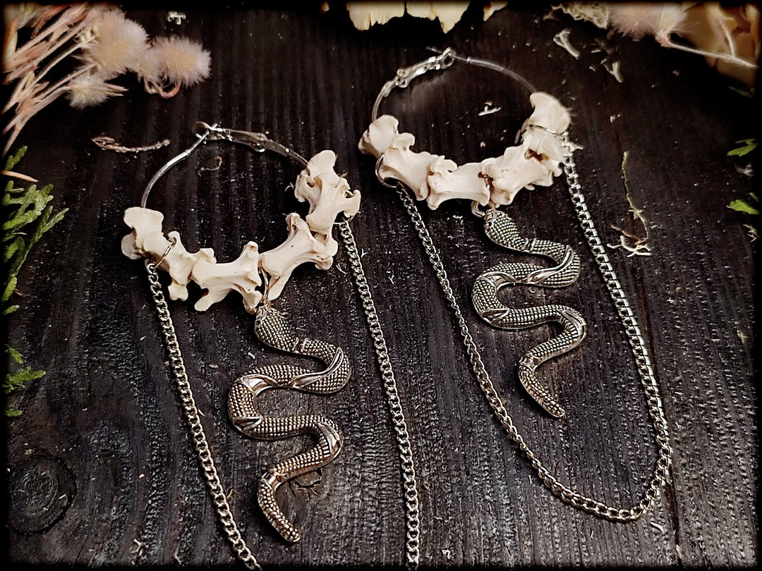 Occult Bone Earrings With Snakes // Natural Jewelry, Bone Jewelry ...