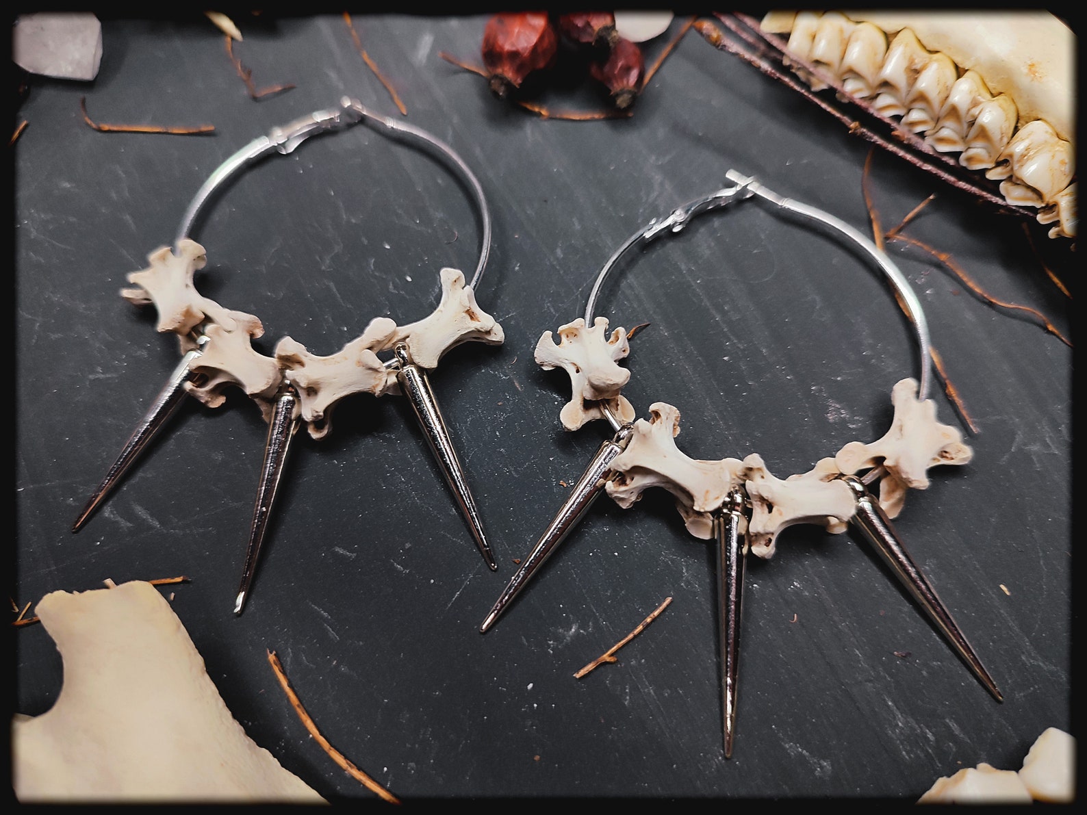 Bone Earrings With Spikes // Natural Jewelry Bone Jewelry - Etsy