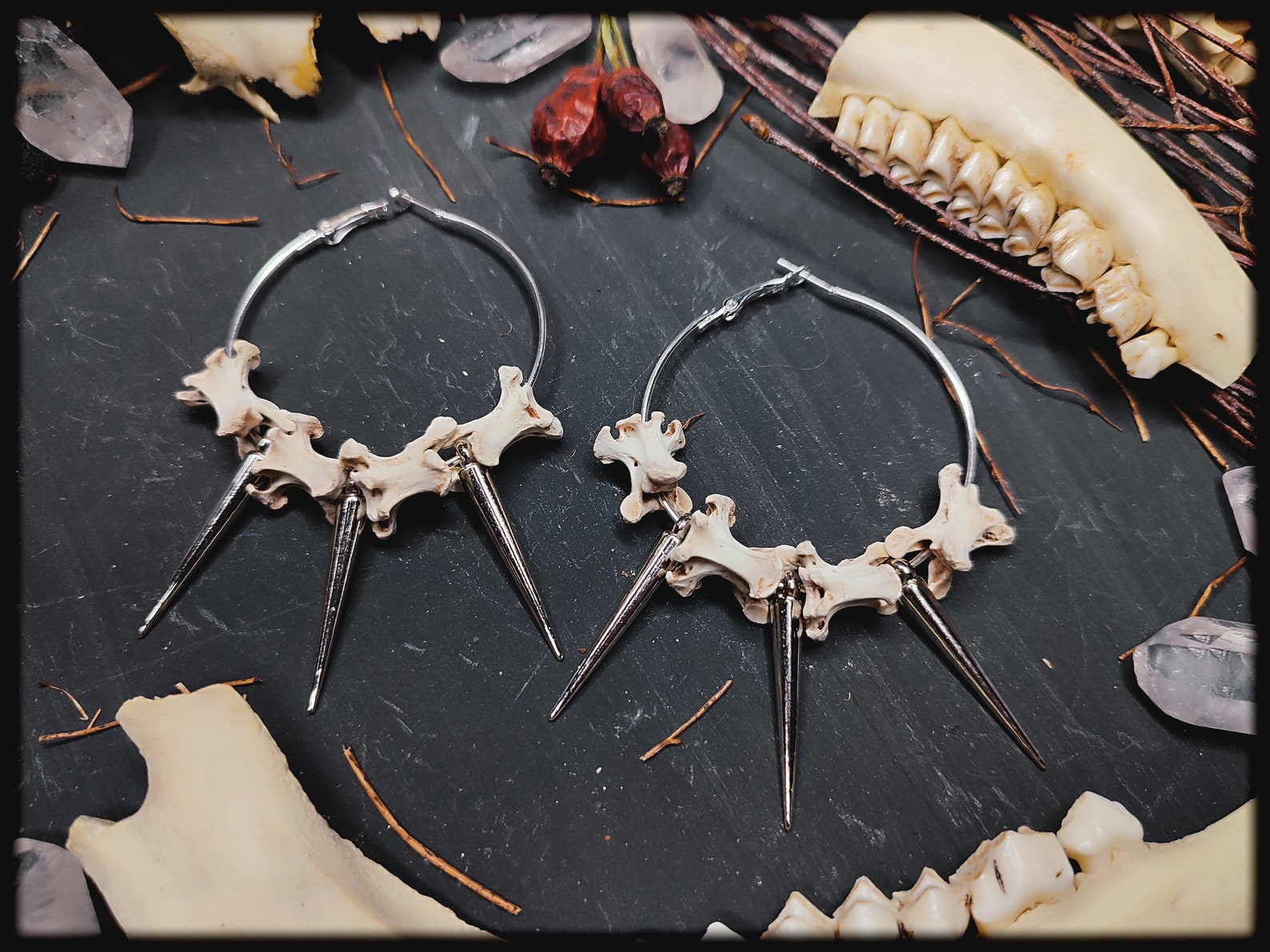 Bone Earrings With Spikes // Natural Jewelry Bone Jewelry - Etsy