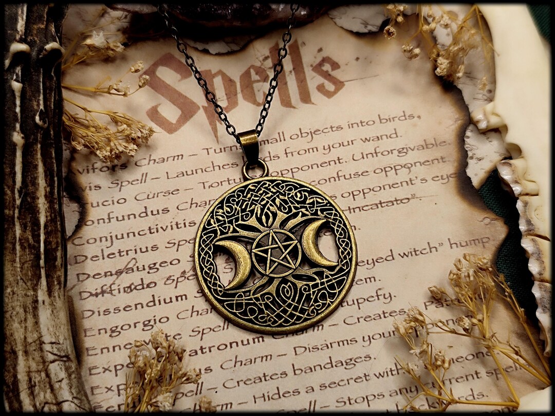 Yggdrasil Triple Moon Protection Amulet in 2 Colors // Necklace, Tree ...