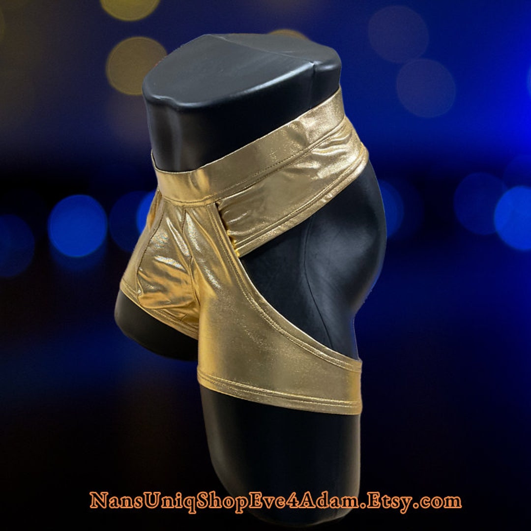 Made to Order Mens Open Back Boxers Male Underwear Faux Leather Open ...