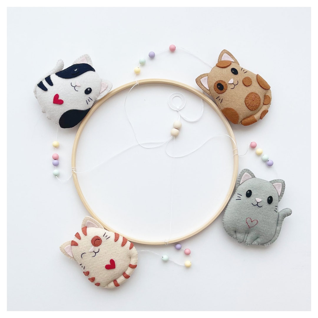 Minimalist Baby Mobile Cats Kitten Mobile Cat Crib Rainbow Baby Cat ...