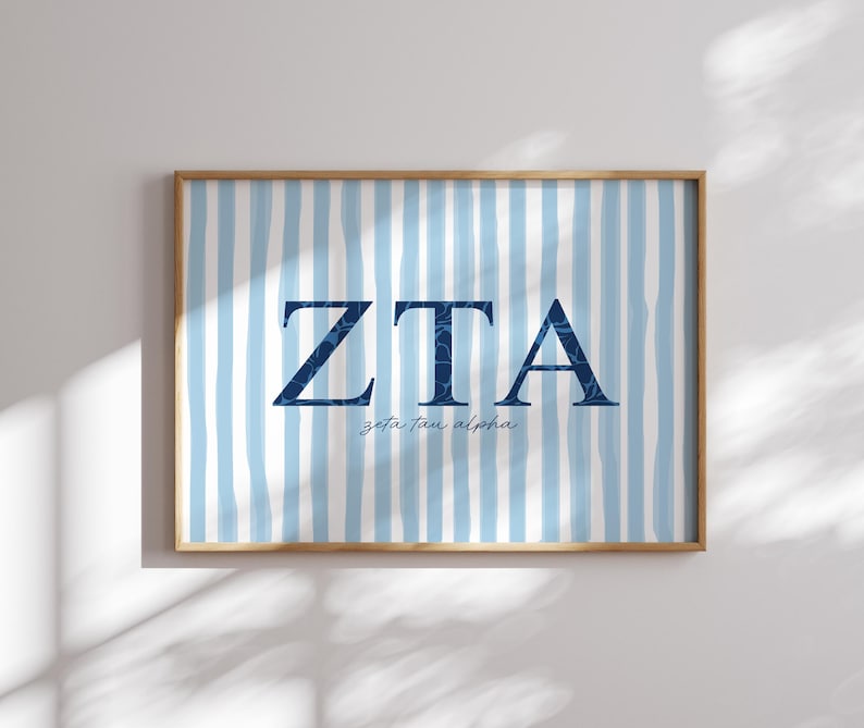 Zeta Tau Alpha Art, Sorority Wall Art, ZTA Print, Zeta Wall Art ...