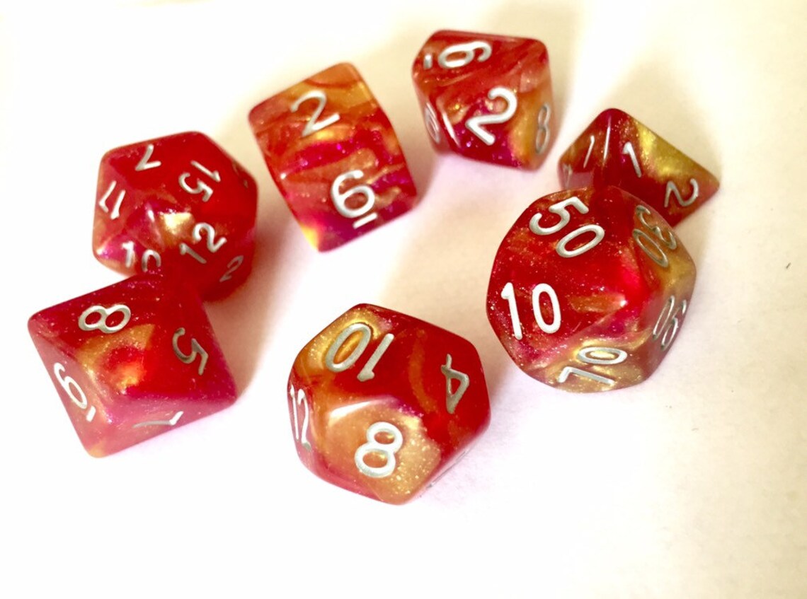 Dnd Dice, Sparkle Red Dungeons and Dragons Dice Polyhedral Dice Set ...