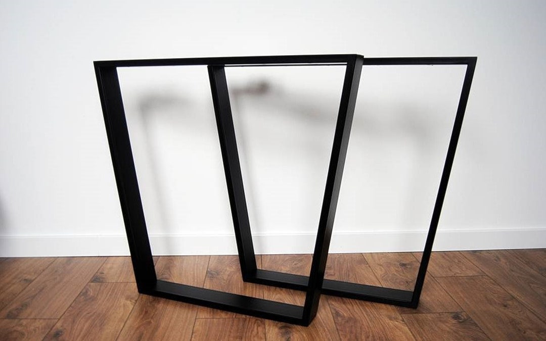 Industrial Style Trapeze Table Legs in Artisanal & Custom Metal Set of ...