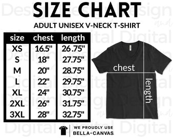 V Neck Size Chart - Etsy