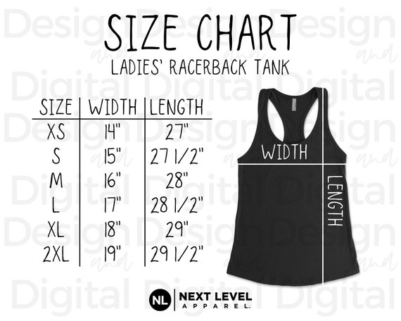 Next Level 1533 Size Chart Next Level Ladies' Racerback | Etsy