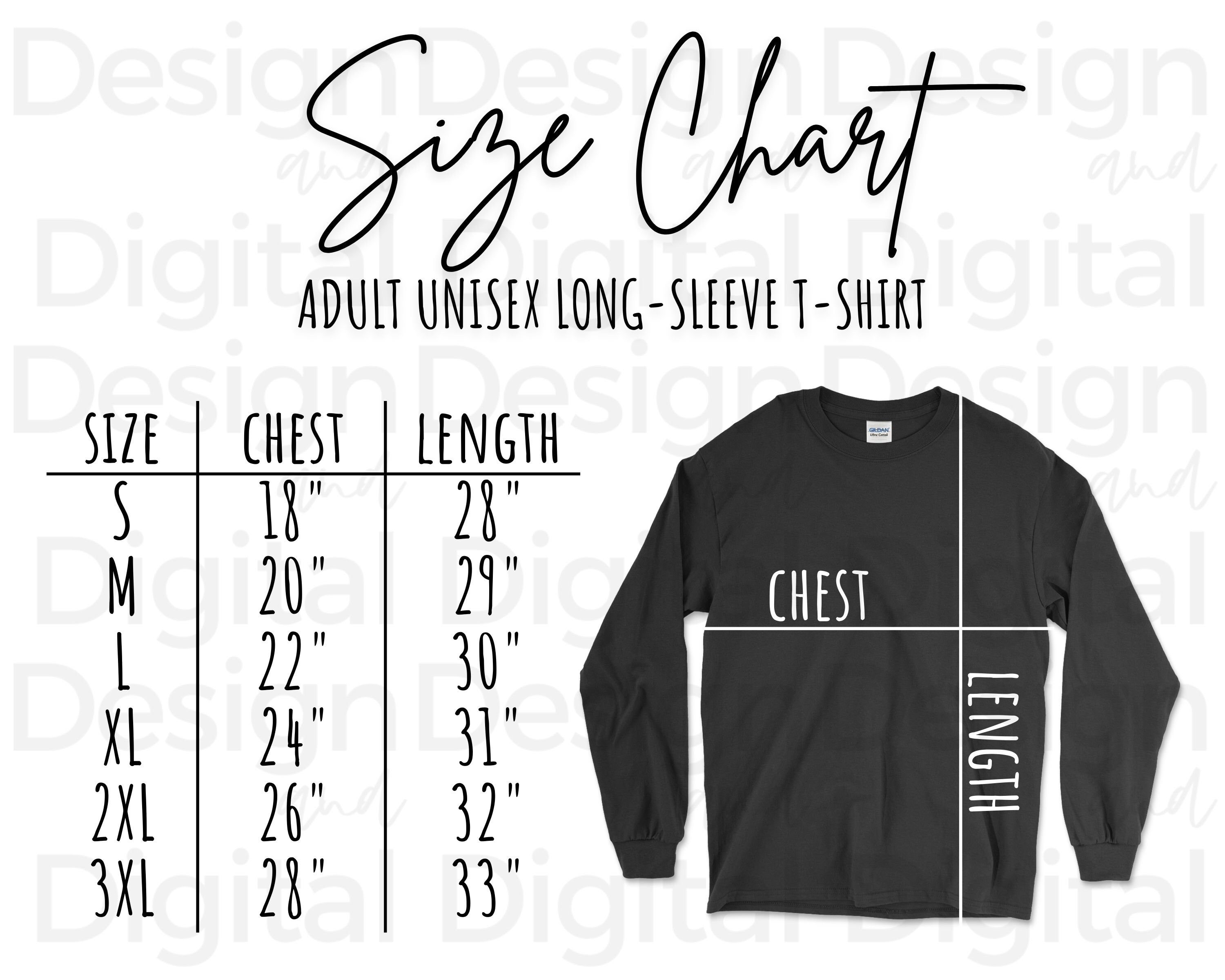 Gildan 2400 Size Chart Gildan Size Chart Gildan 2400 Mockup Gildan Sizes Gildan Adult Unisex