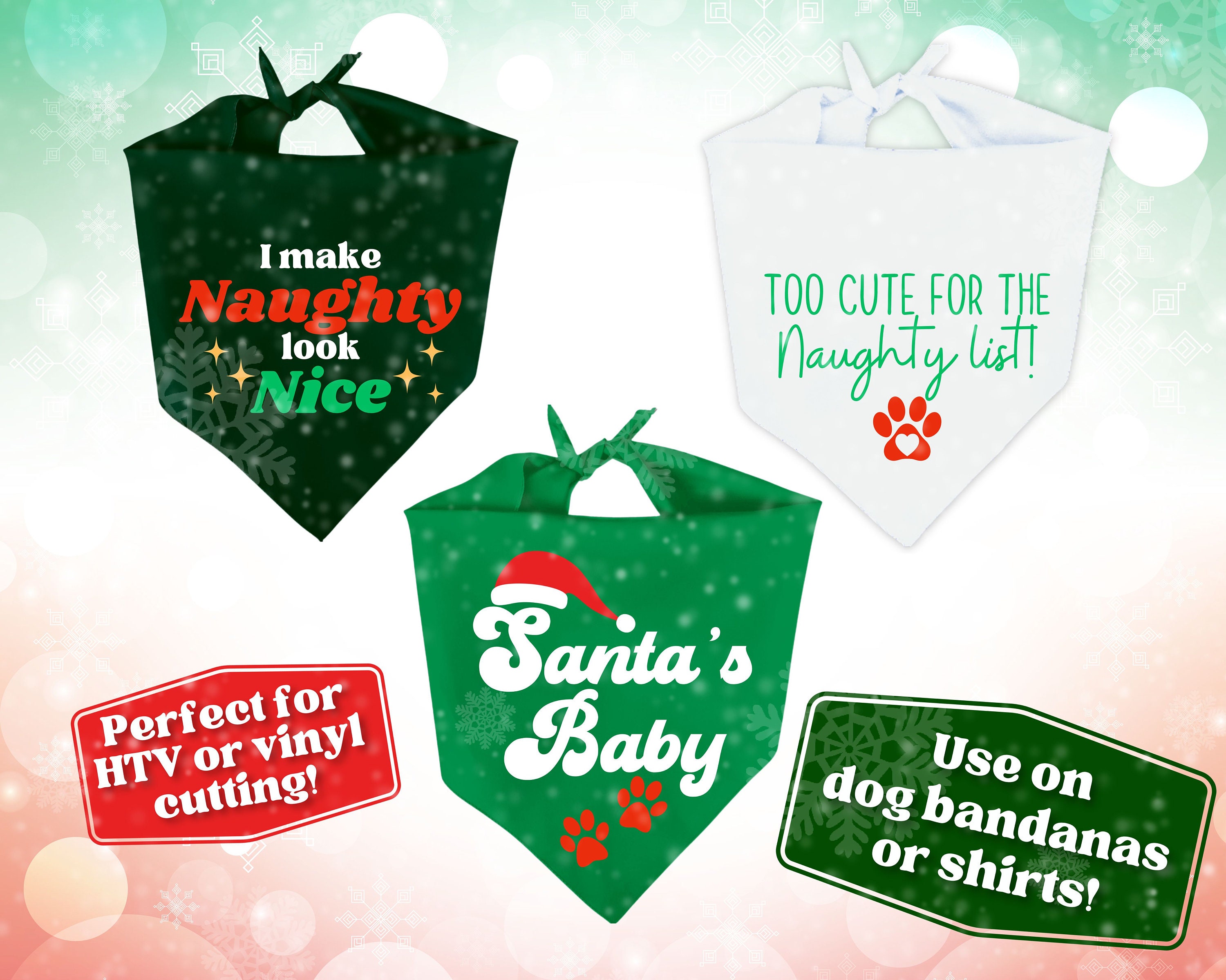 Christmas Dog Bandana Svg Bundle | Christmas SVG | Holiday Dog SVG ...
