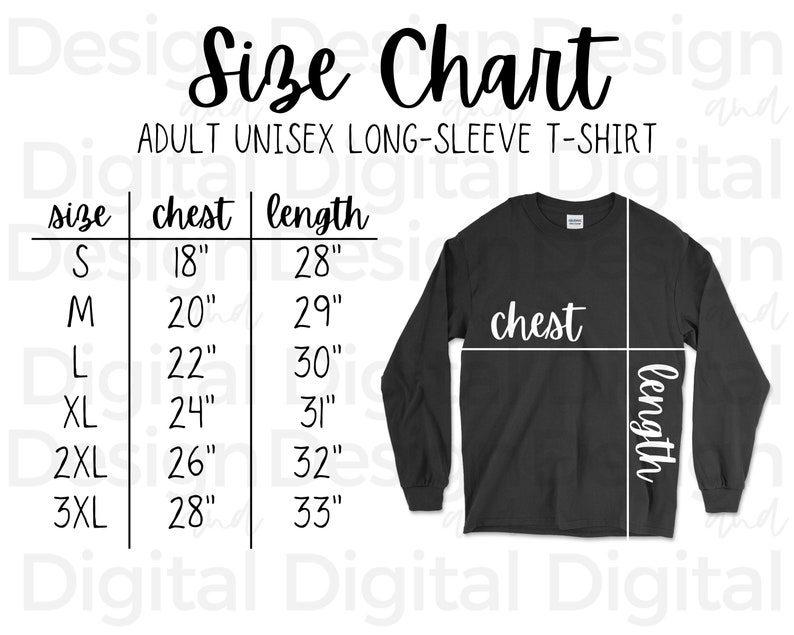 Gildan 5400 Size Chart Gildan Size Chart Gildan 5400 - Etsy Hong Kong