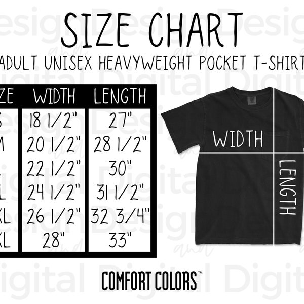 Pocket Sizing Chart - Etsy