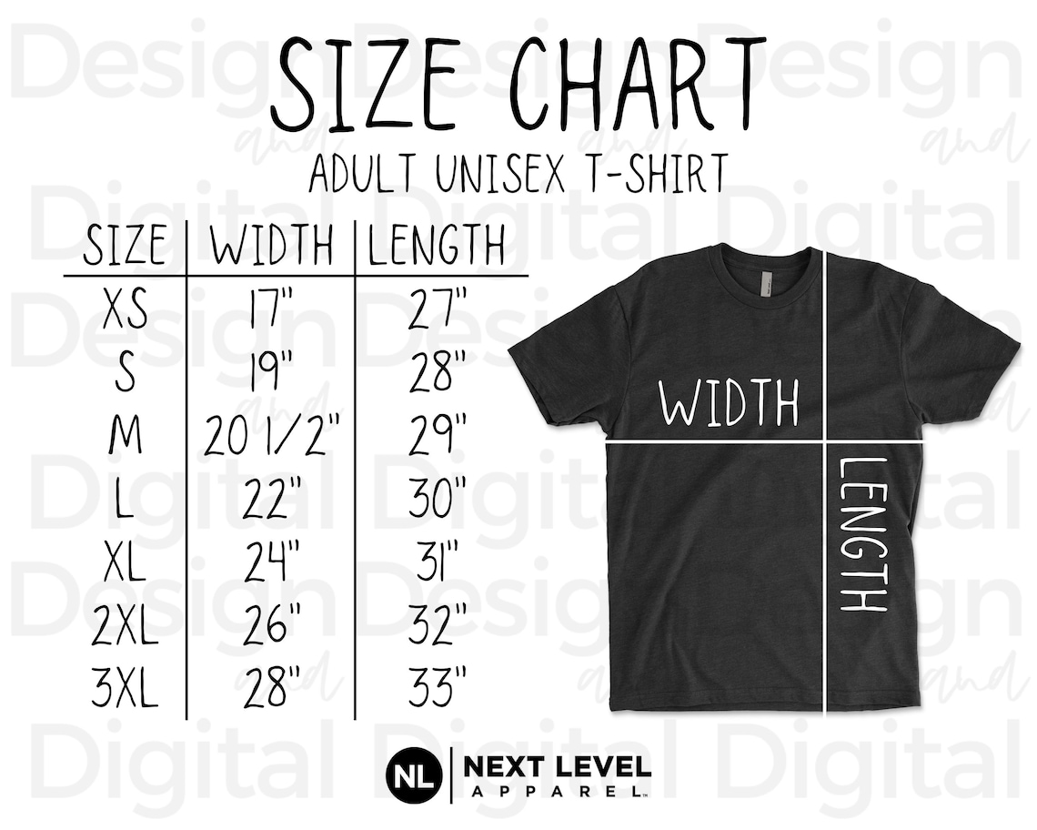 Next Level 6210 Size Chart Next Level Adult Unisex CVC Crew T-shirt Size Chart Next Level ...