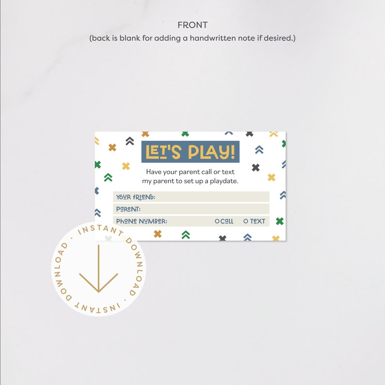 Kids Playdate Card: Green & Blue Printable Invitation (digital Download ...