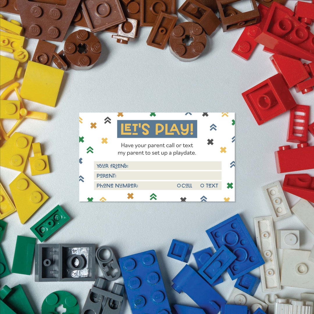 Kids Playdate Card: Green & Blue Printable Invitation (digital Download ...
