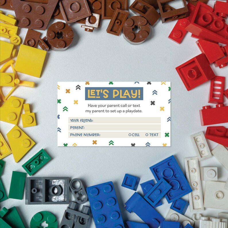 Kids Playdate Card: Green & Blue Printable Invitation (digital Download ...