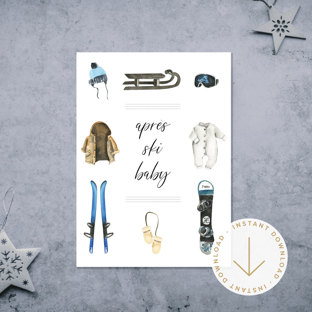 Apres Ski Baby Birthday Card: Winter Sports Theme (digital Download) - Etsy