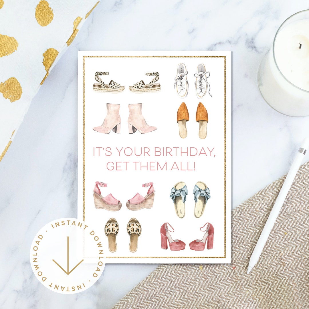 Shoe Lover Birthday Card: Printable Greeting Card (instant Download) - Etsy