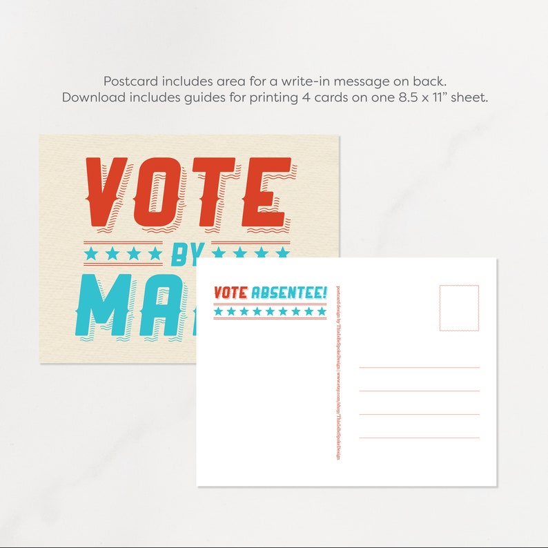 Vote by Mail Postcard Printable Postcard for Voters - Etsy México