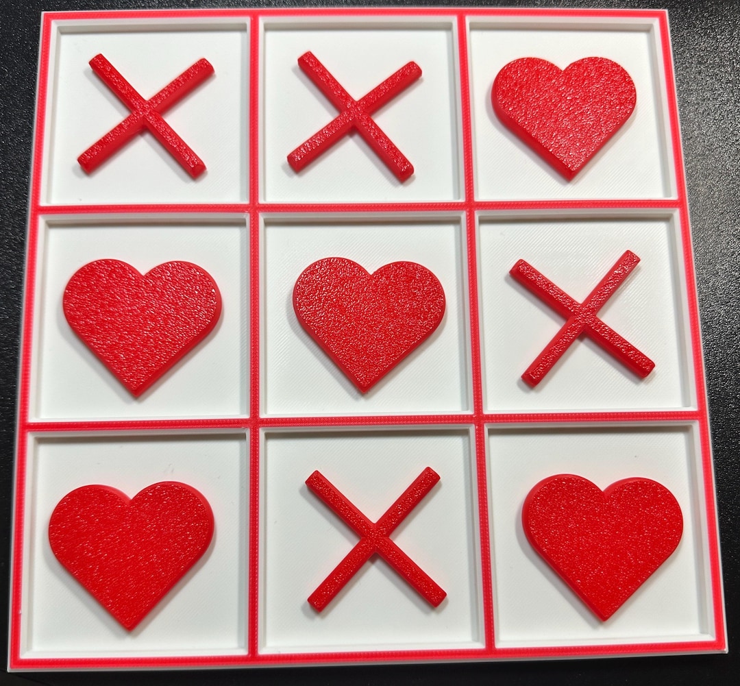 Valentine’s Day Tic Tac Toe – Romantic Heart & X Game Board for Couples ...