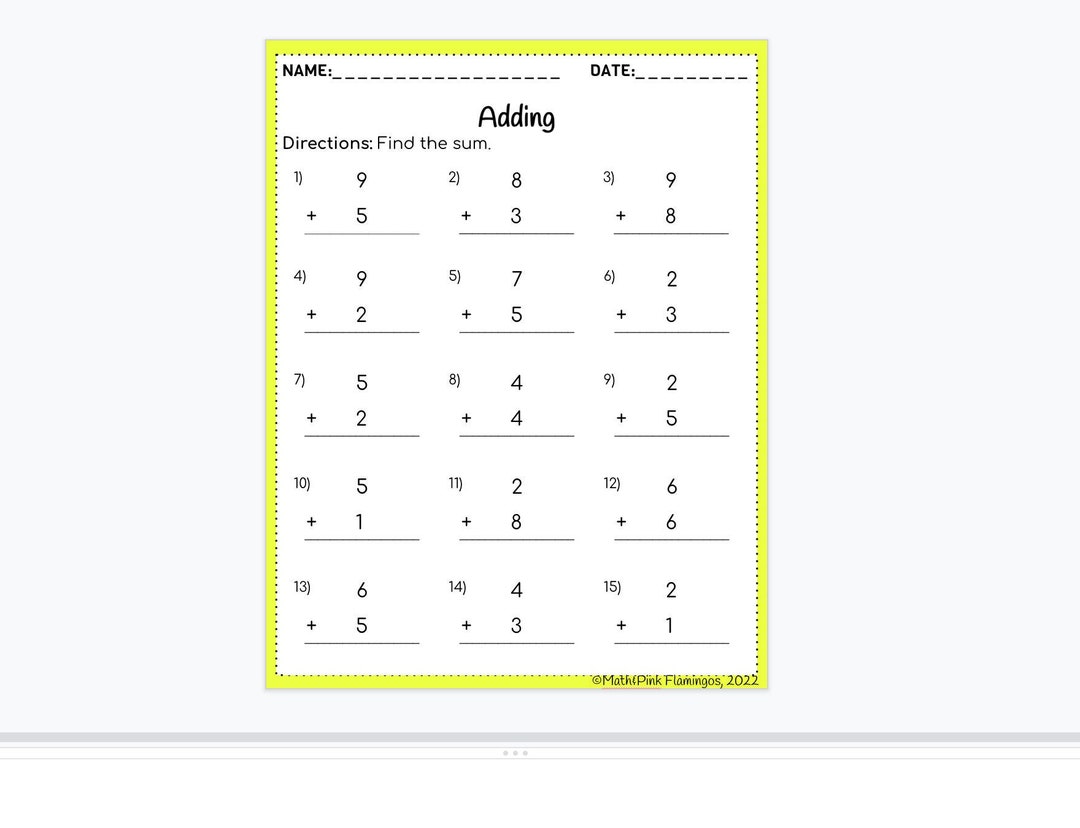 Adding Practice Worksheets - Etsy