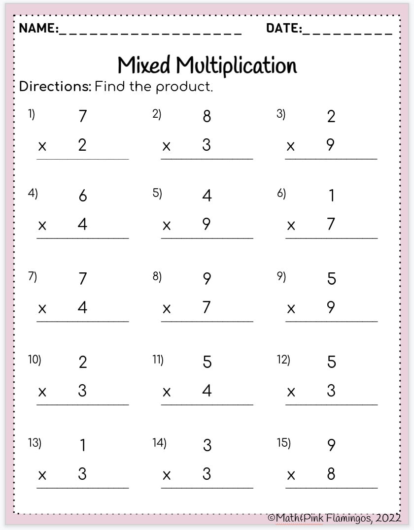 Mixed Multiplication Worksheets - Etsy