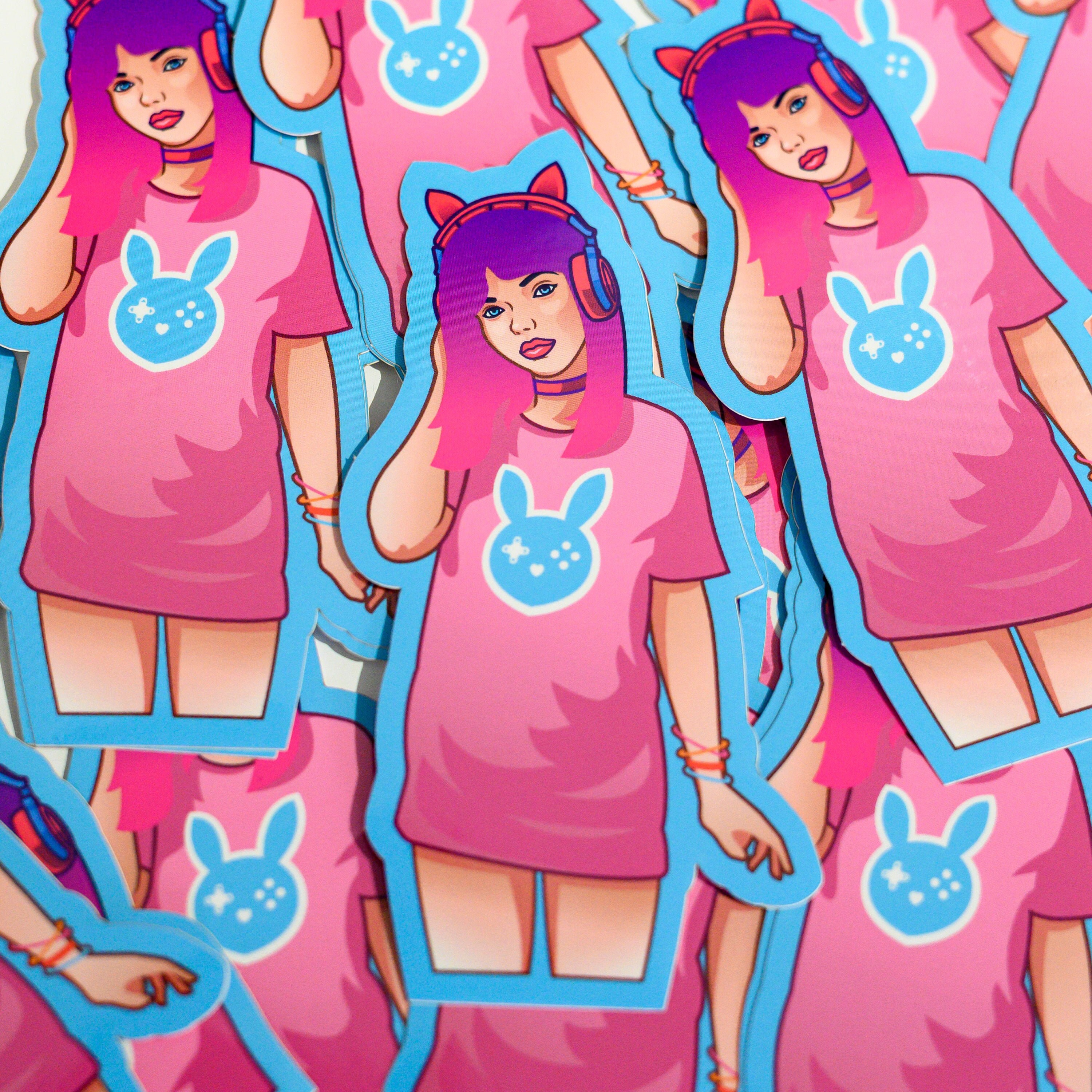 Cute Gamer Girl Vinyl Sticker - Etsy