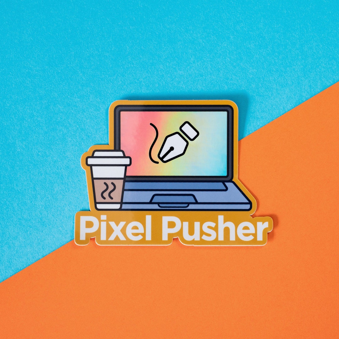 Pixel Pusher, Holographic Vinyl Laptop Sticker - Etsy UK
