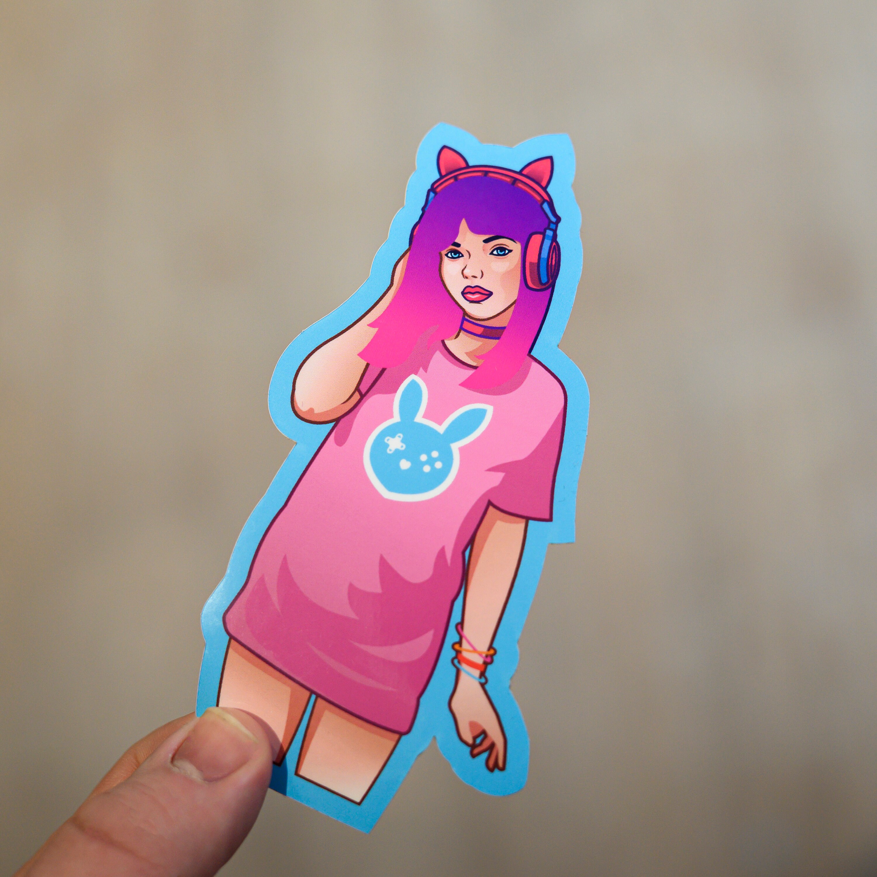 Cute Gamer Girl Vinyl Sticker - Etsy