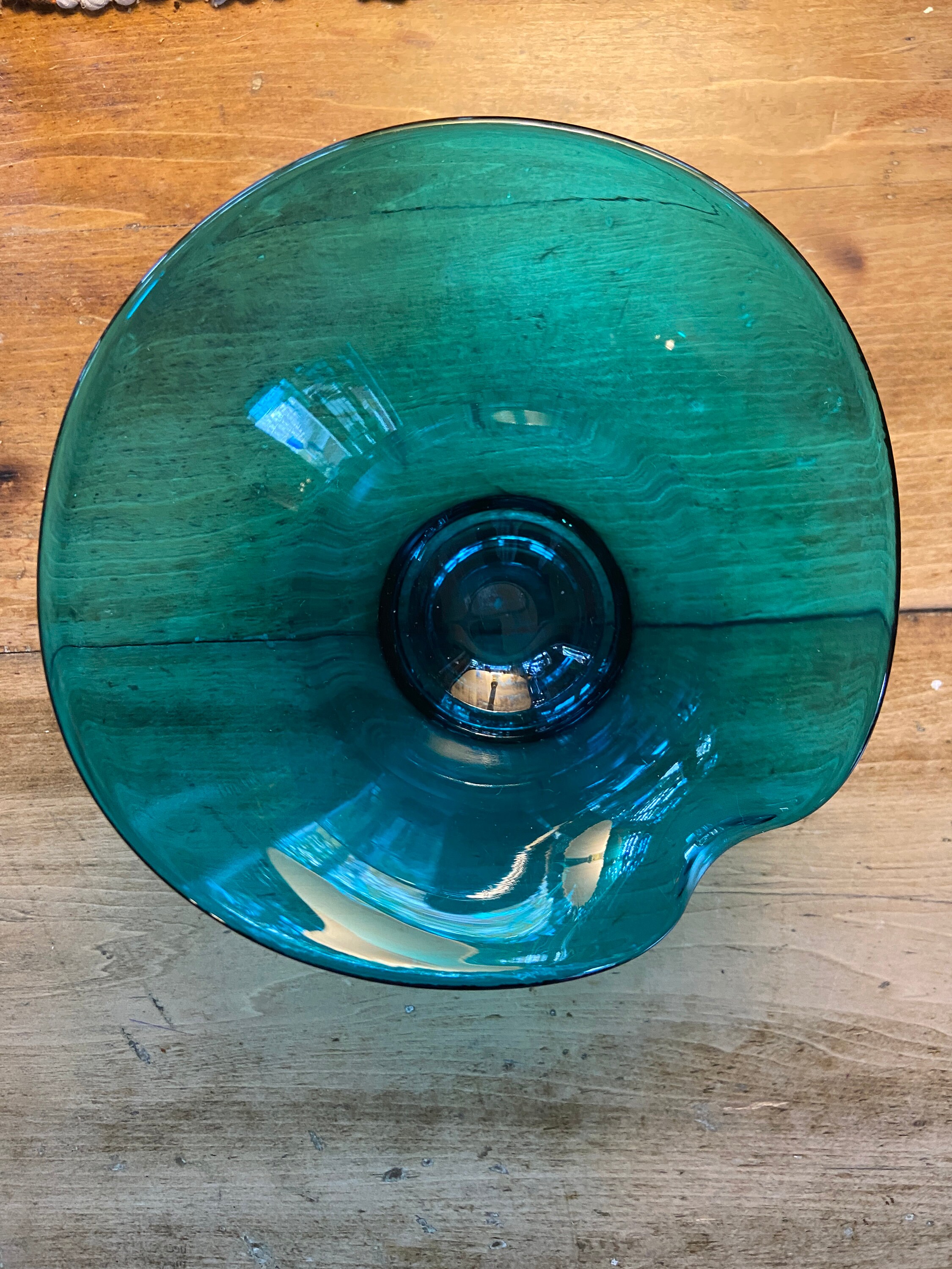 Vintage MCM Viking Art Glass Candy Dish, Blue-teal, Bluenique - Etsy