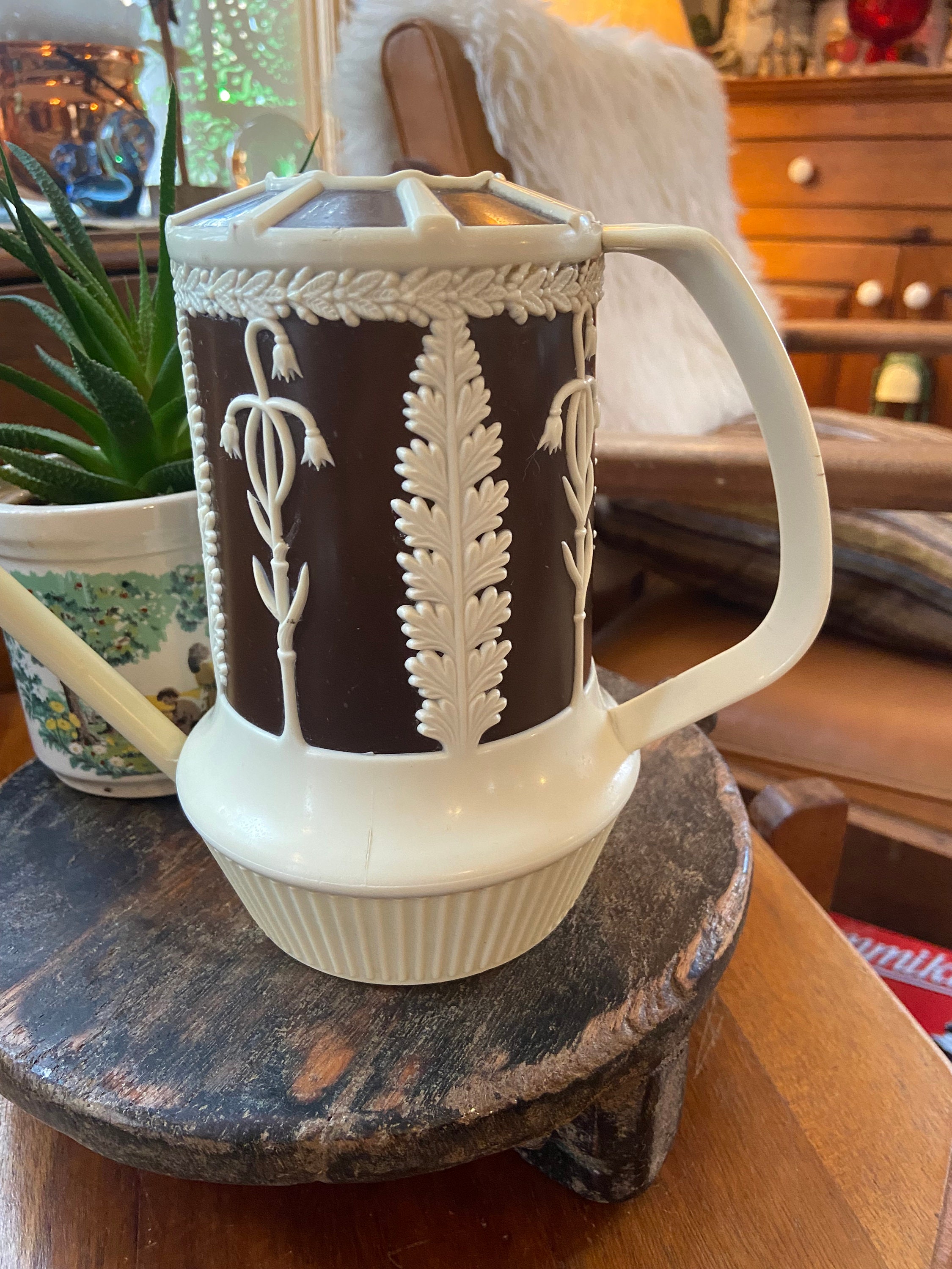 Vintage MCM Watering Can, Dialene Better Maid, Faux Brown Jasperware ...