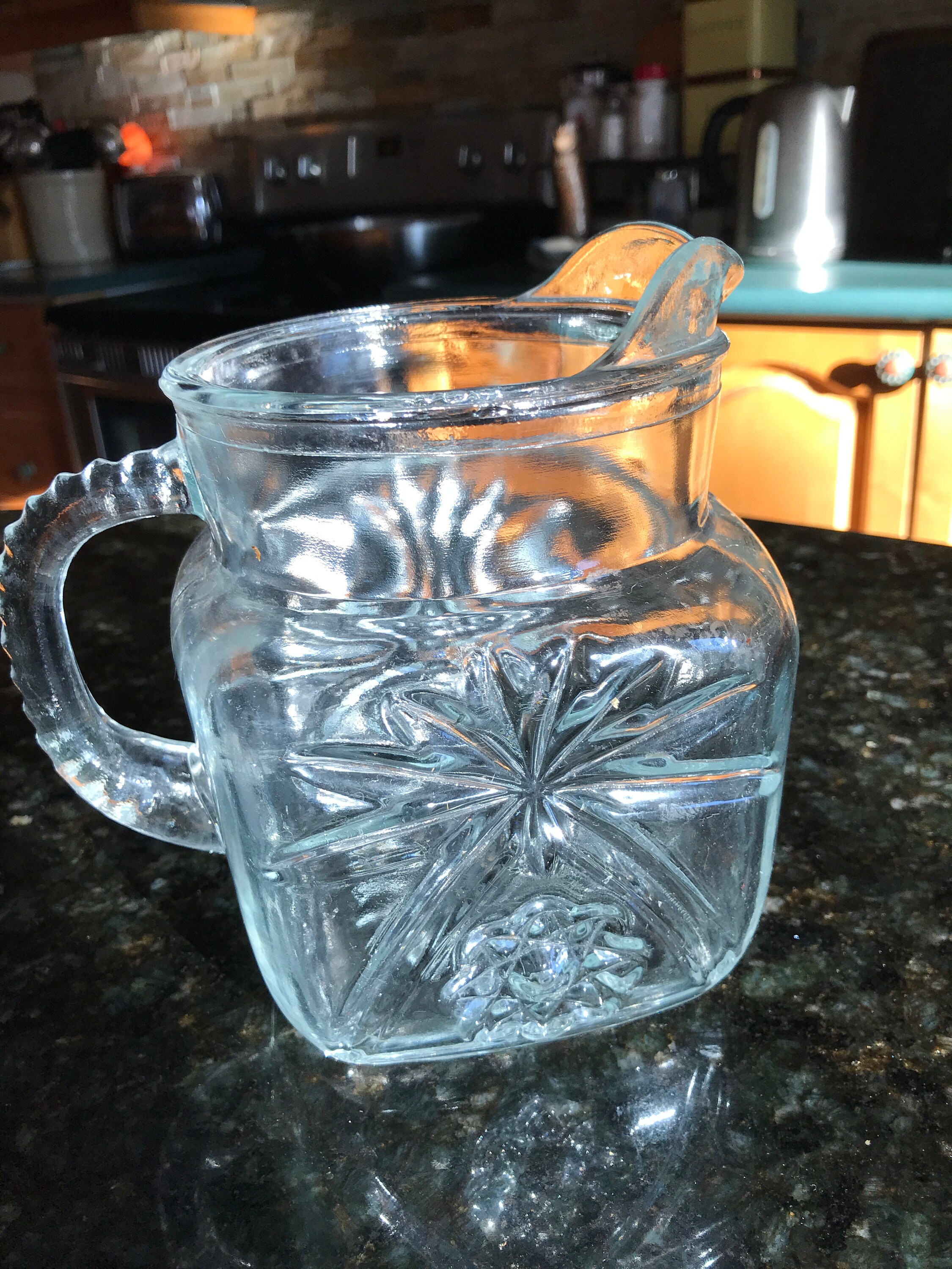 1950s Pressed-glass Sunburst Juice Pitcher, Medium - Etsy