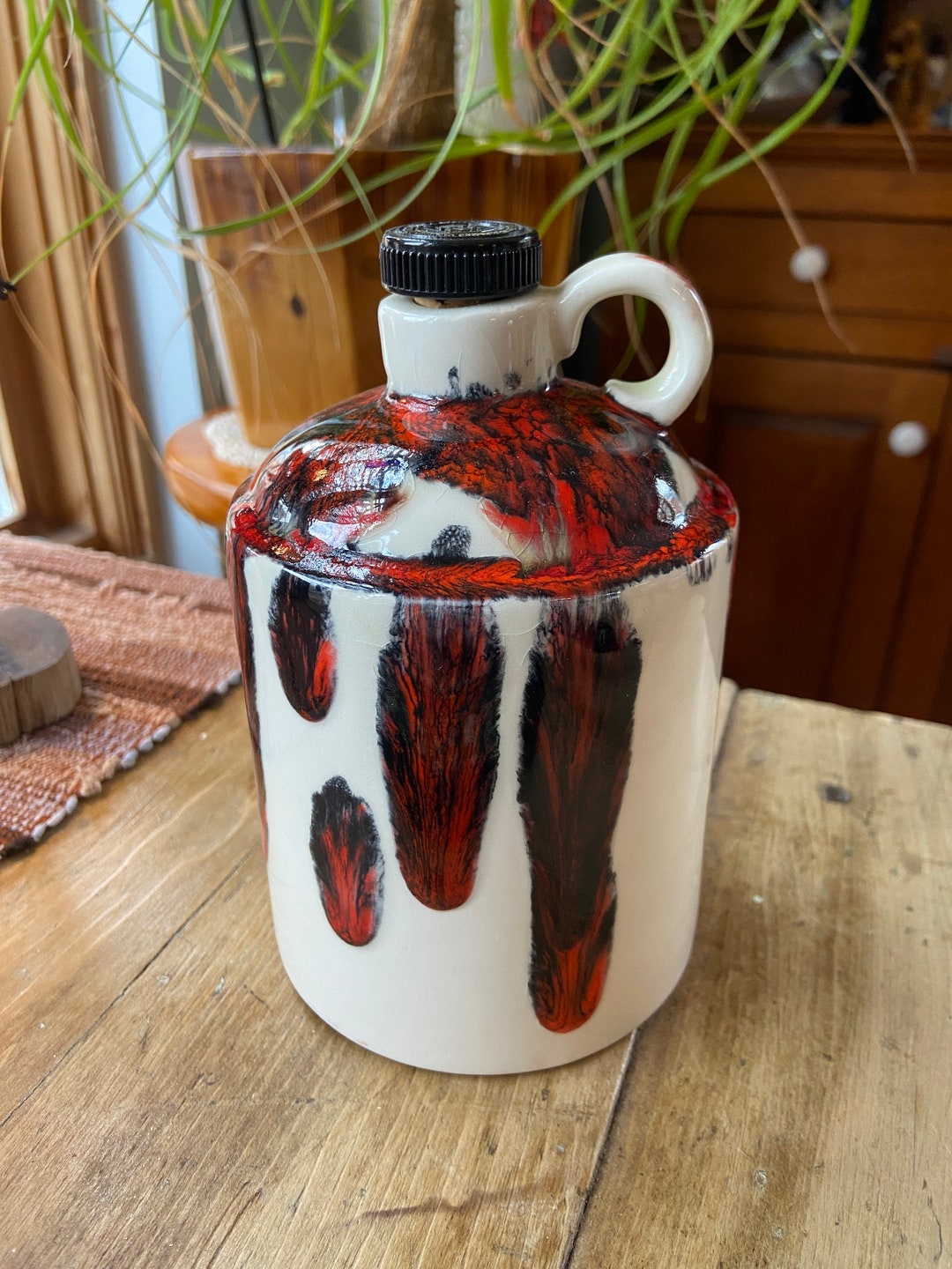 Vintage 1970s Ceramic Drip-glaze Maple Syrup Jug / Pitcher, Made in ...