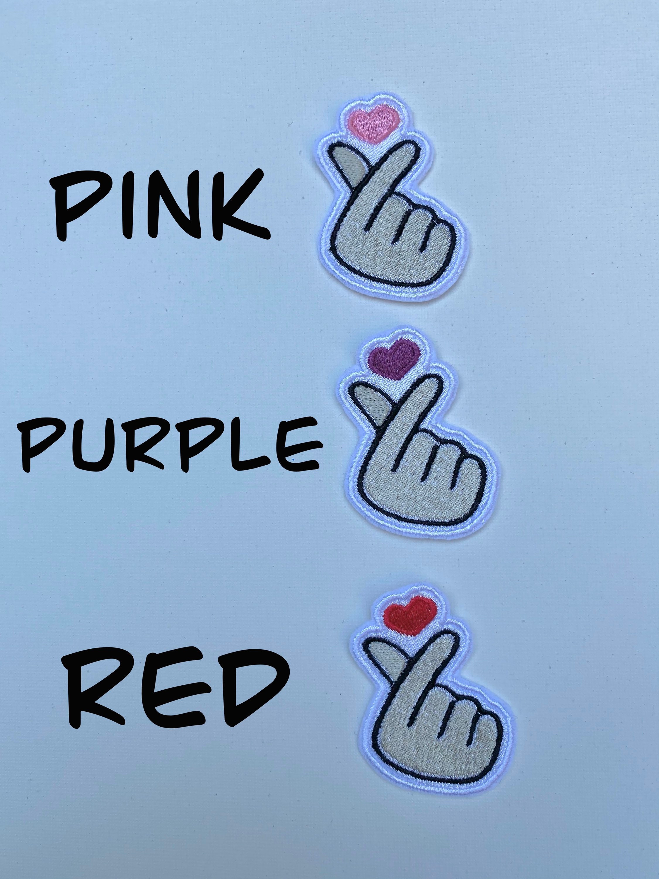 K-pop Finger Heart Embroidered Patches Purple Finger Heart - Etsy Australia