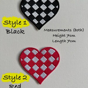 Checkered Heart Embroidered Patches, Sew on Patches, Embroidered ...