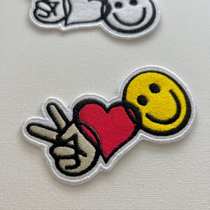 Smiley Face & Peace Sign Embroidered Patches, Iron / Sew on Patches ...